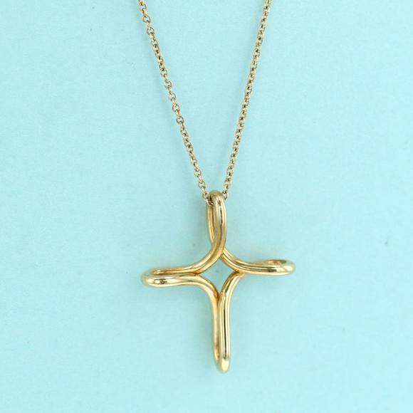Tiffany & Co. | Jewelry | Tiffany Infinity Cross Necklace Yellow Gold ...